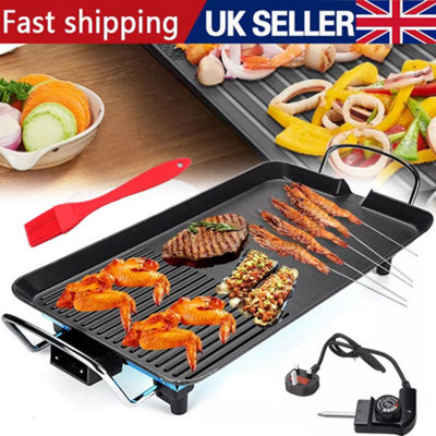 ELECTRIC TEPPANYAKI TABLE TOP GRIDDLE BBQ HOT PLATE BARBECUE GRILL PAN