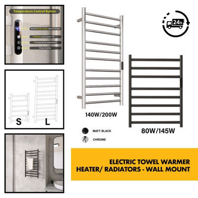 Electric Towel Rail Warmer Bathroom Radiator with Thermostat & Timer ...