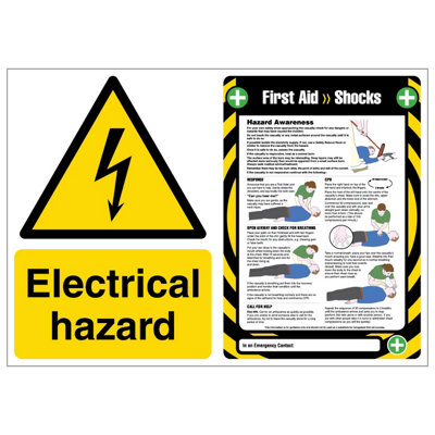 ELECTRICAL HAZARD FIRST AID Poster - 2mm Rigid Plastic 600x450mm