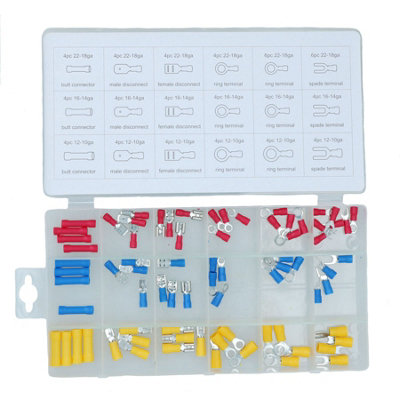 ELECTRICAL WIRE CRIMPING CRIMP TERMINAL CONNECTORS SPADES MALE FEMALE 76PC