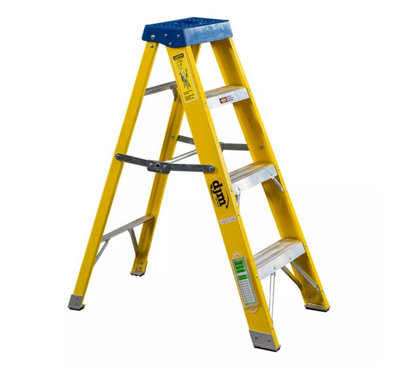 Electricians Fibreglass Step Ladder Swingback 4/5/6/8 Tread EN131 150kg