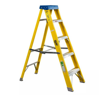 Electricians Fibreglass Step Ladder Swingback 4/5/6/8 Tread EN131 150kg