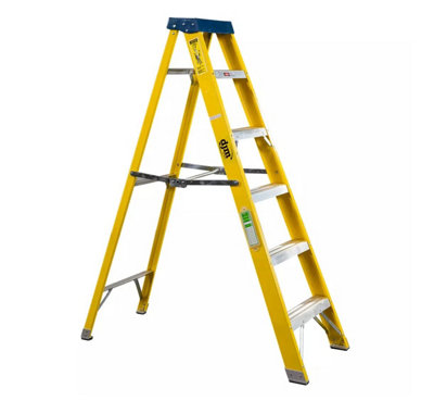 Electricians Fibreglass Step Ladder Swingback 4/5/6/8 Tread EN131 150kg