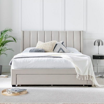 Elegance Natural Beige Upholstered Storage - King Size 5ft Drawer Bed ...