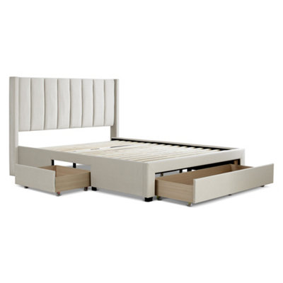 Elegance Natural Beige Upholstered Storage - King Size 5ft Drawer Bed ...
