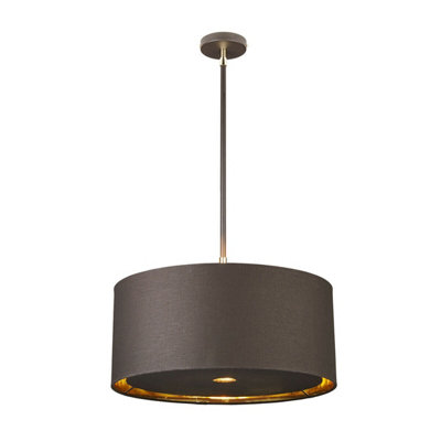 Elegant 1 Bulb Ceiling Pendant Light in Brown and Polished Brass for ...