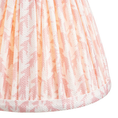 Elegant 16cm Peachy Pink Tapered Cylinder Lamp Shade with Leaf Design