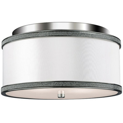 Elegant 2 Bulb Flush Mount Light with Polished Nickel Finish for Low ...
