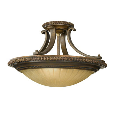 Elegant 2 Bulb Semi Flush Light in Firenze Gold and British Bronze for ...