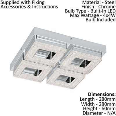 Elegant 2 Pack Chrome LED Ceiling Lights with Clear Crystal Shade