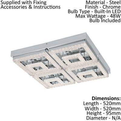 Elegant 2 Pack Chrome LED Ceiling Lights with Crystal Shade