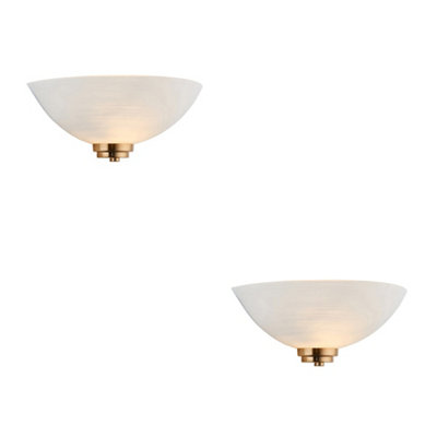 Elegant 2 Pack of Dimmable Wall Lights with Brushed Aged Brass and ...