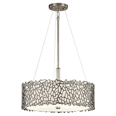 Elegant 3 Bulb Ceiling Pendant Light in Classic Pewter Finish