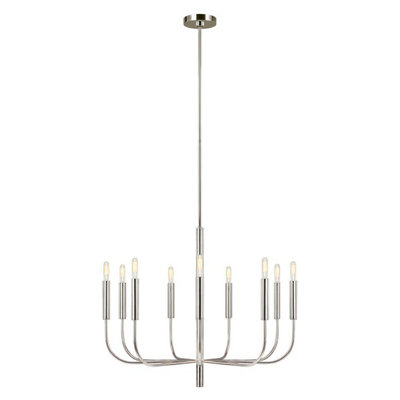 Elegant 9 Bulb Chandelier Ceiling Light in Highly Polished Nickel ...