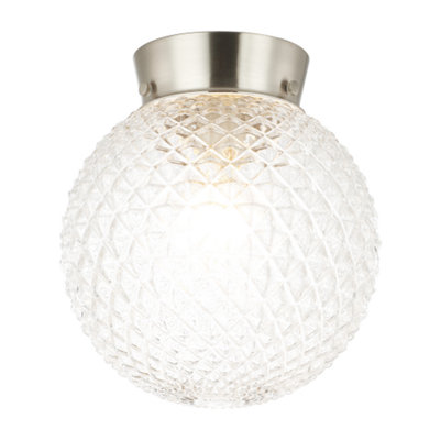 Elegant and Sleek Globe IP44 Bathroom Ceiling Light Fitting in Satin Nickel
