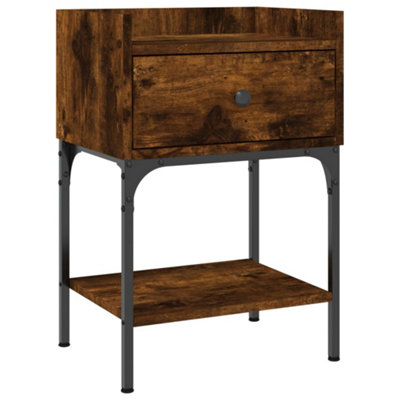 Elegant Bedside Table Smoked Oak 40.5x31x60 cm Engineered Wood