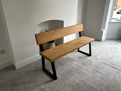 Elegant Beech Seating Bench with Back - 110cm(L)