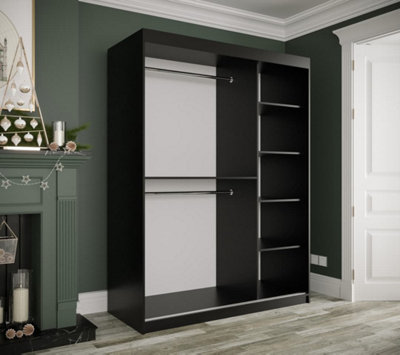 Elegant Black Geneva T Sliding Door Wardrobe W1500mm H2000mm D620mm ...