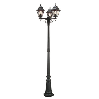 Elegant Black IP43 3-Bulb LED Lamp Post for Outdoor Lighting