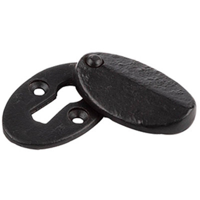 Elegant Black Oval Covered Escutcheon 50x31x9mm for Doors - Key Hole Cover