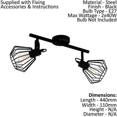 Elegant Black Twin Ceiling Spot Light with Two Matching Wall Lights in ...