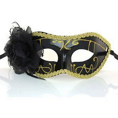 Elegant Black Venetian Masquerade Mask - Decorative Costume Ball Mask