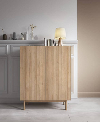 Elegant Boho Highboard Cabinet W970mm H1220mm D370mm - Oak Riviera ...