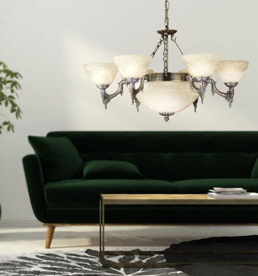 ELEGANT BRONZED PENDANT CEILING LIGHT WITH CHAMPAGNE ALABASTER SHADE