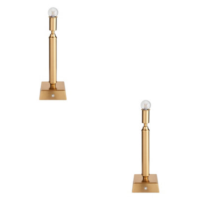 Elegant Brushed Aged Brass Touch Dimmer Table Lamps - 2 Pack Portable ...