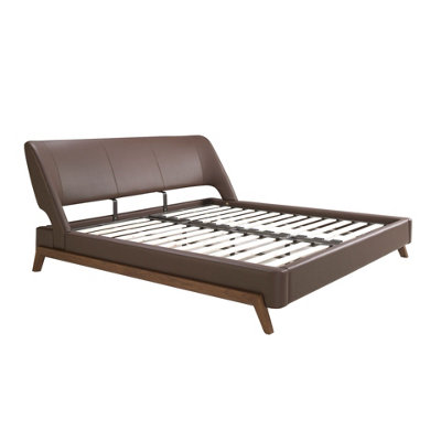 Elegant Chocolate Brown Leatherette Bed with Modern Design