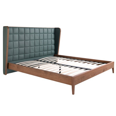Elegant Dark Green Leatherette Bed for Modern Bedrooms