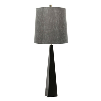 Elegant Dark Grey Square Table Lamp with Tapered Column Design and ...