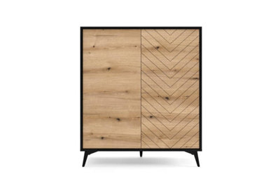 Elegant Diamond Highboard Cabinet H1190mm W1040mm D390mm - Oak Evoke ...