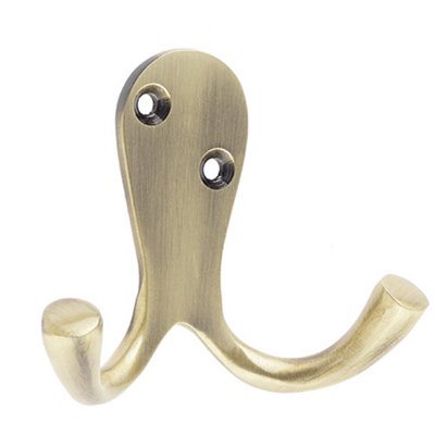 Elegant Double Robe Hook in 53mm Antique Brass Finish - Wall Mounted ...