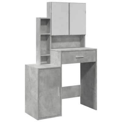Elegant Dressing Table with Cabinet Concrete Grey 80x35x132 cm