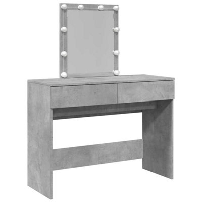 Elegant Dressing Table with LED Concrete Grey 100x40x130 cm