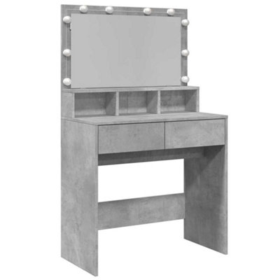 Elegant Dressing Table with LED Concrete Grey 80x41x134.5 cm