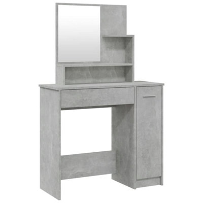 Elegant Dressing Table with Mirror Concrete Grey 86.5x35x136 cm