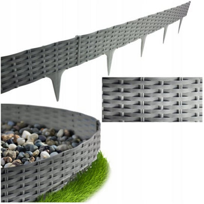 Elegant Grey Rattan Lawn Edging - 2pack of Decorative Plastic Border, 2 ...