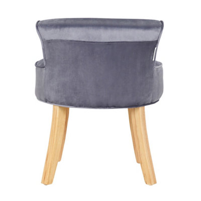 Elegant Grey Velvet Low Back Dressing Table Stool with Natural ...