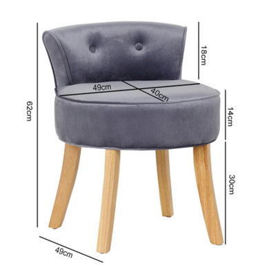 Elegant Grey Velvet Low Back Dressing Table Stool with Natural ...