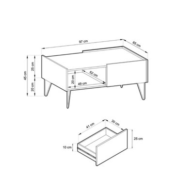 Elegant Harmony Coffee Table H450mm W970mm D650mm in Black & Black ...