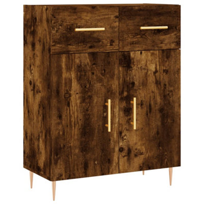 Elegant Highboard Smoked Oak 69.5x34x180 cm Engineered Wood