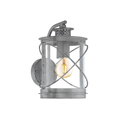 Elegant IP44 Outdoor Wall Light in Antique Silver with Glass Loop ...