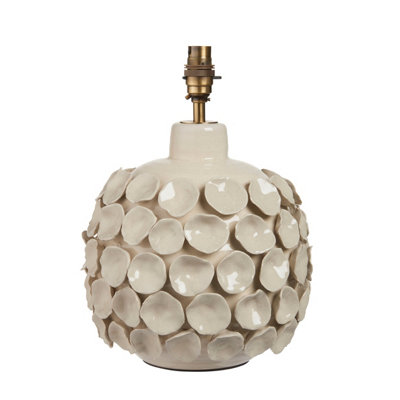 Elegant Ivory Crackle Table Lamp Base with Aged Brass Details