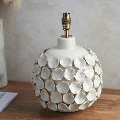 Elegant Ivory Crackle Table Lamp Base with Aged Brass Details