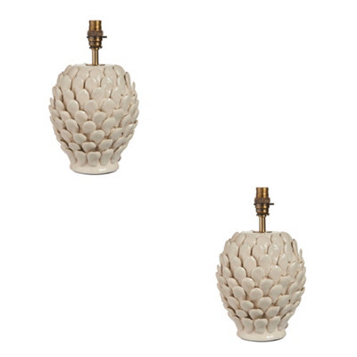 Elegant Ivory Crackle Table Lamp Bases - 2 Pack with Aged Brass Finish
