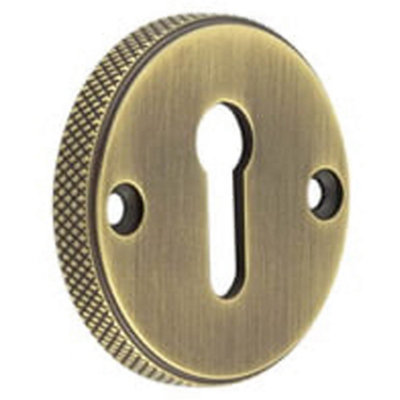 Elegant Knurled Keyway Escutcheon in Antique Brass for Stylish Doors ...