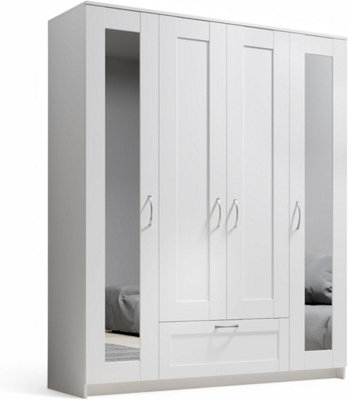 Elegant Lepini 4 Door Hinged Wardrobe with Mirrors 1560mm x 1910mm x ...