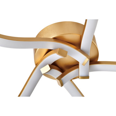 Elegant Modern Brushed Gold LED Ceiling Light with Curving Crossing Strips